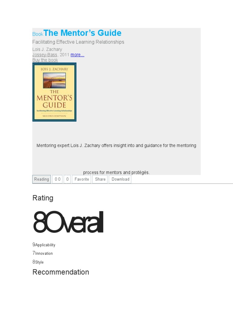 8overall: The Mentor's Guide | PDF | Mentorship | Learning