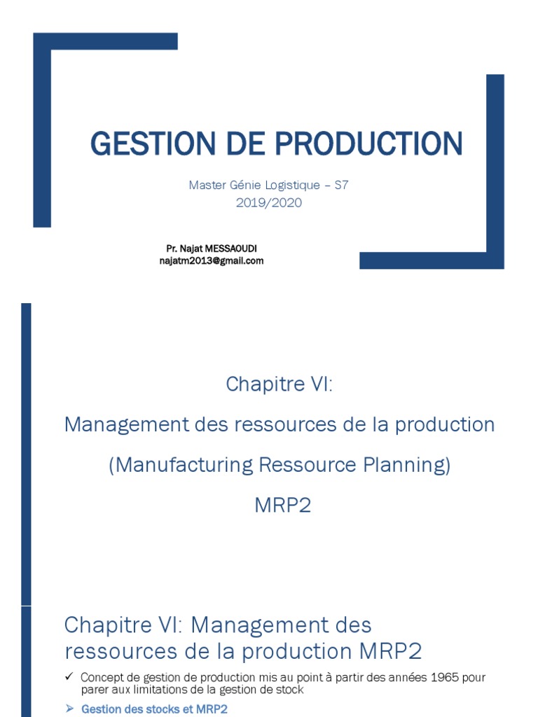 Chapitre VI MRP2 Global | Download Free PDF | Gestion de processus | Processus d'affaires
