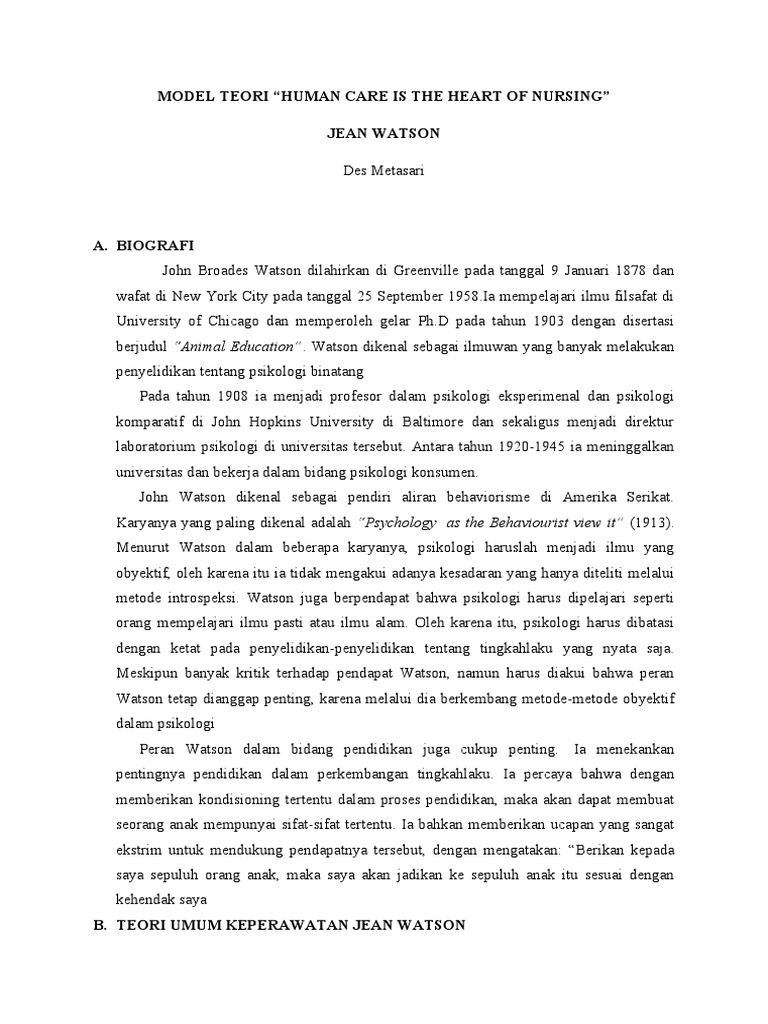 Model Askep Teori Jean Watson-1 | PDF
