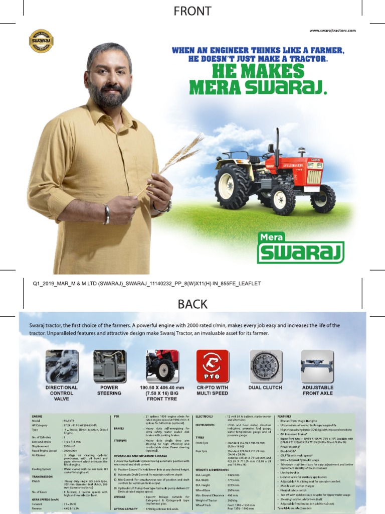 Swaraj 855 Brochure | PDF