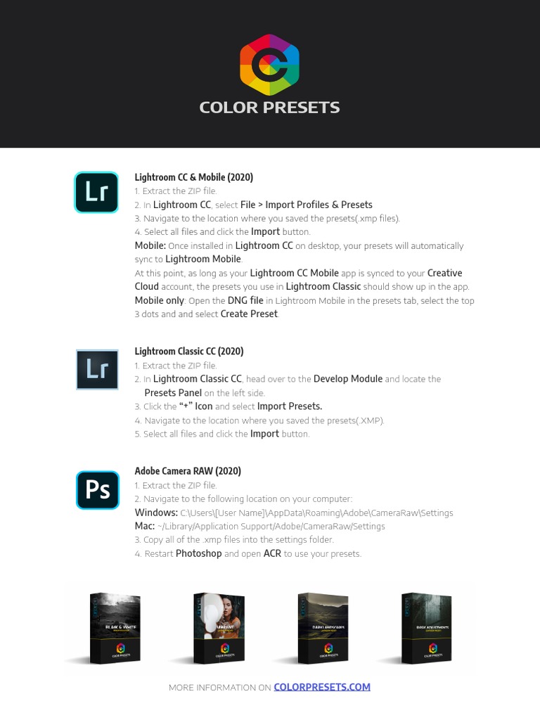 Installing Lightroom CC Presets Guide | PDF | Art | Computers