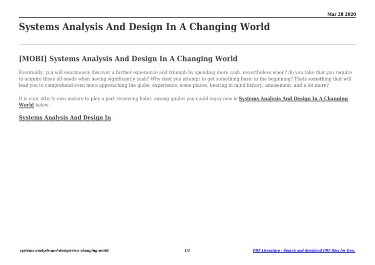 (MOBI) Systems Analysis and Design in A Changing World | PDF