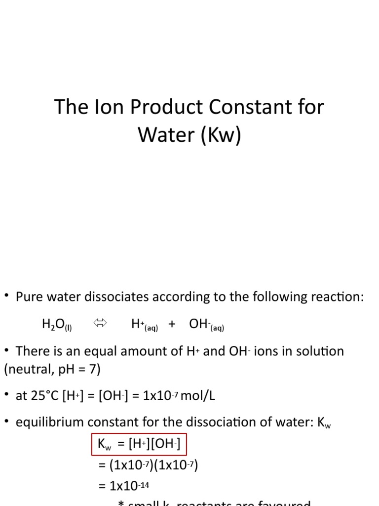 Ion Product Constant For Water