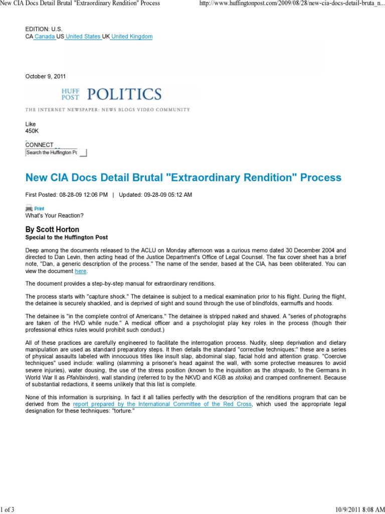New CIA Docs Detail Brutal "Extraordinary Rendition" Process | PDF ...