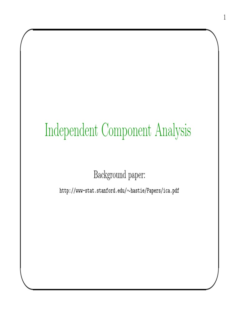 Independent Component Analysis | PDF | Statistical Analysis | Teaching ...