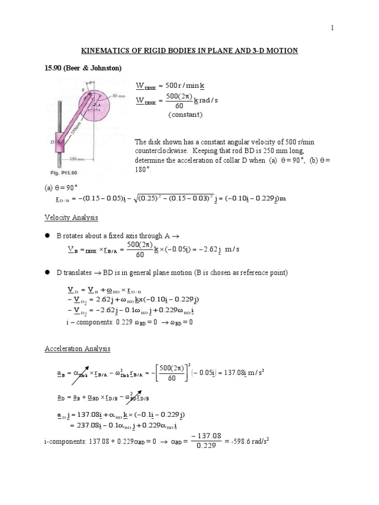 Kinematics of Rigid Bodies in Plane and 3-D Motion | PDF | Rotation Around A Fixed Axis ...