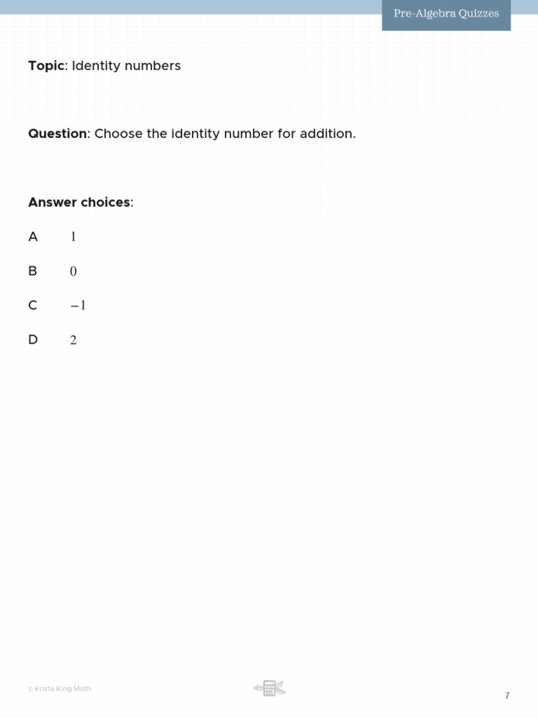 Topic: Identity Numbers: A 1 B 0 C 1 D 2 | PDF