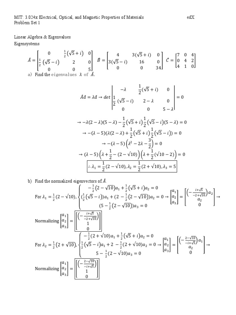3024 PS1 Solutions Comic Group | PDF | Hamiltonian Mechanics | Eigenvalues And Eigenvectors