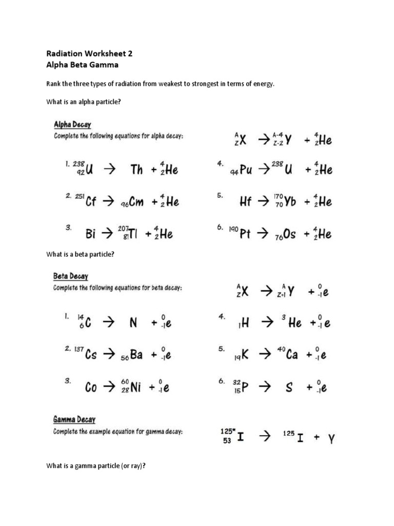 Radiation Worksheet 2 | PDF