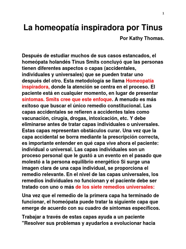 La Homeopatía Inspiradora Por Tinus Smits | PDF | Homeopatía | Medicina