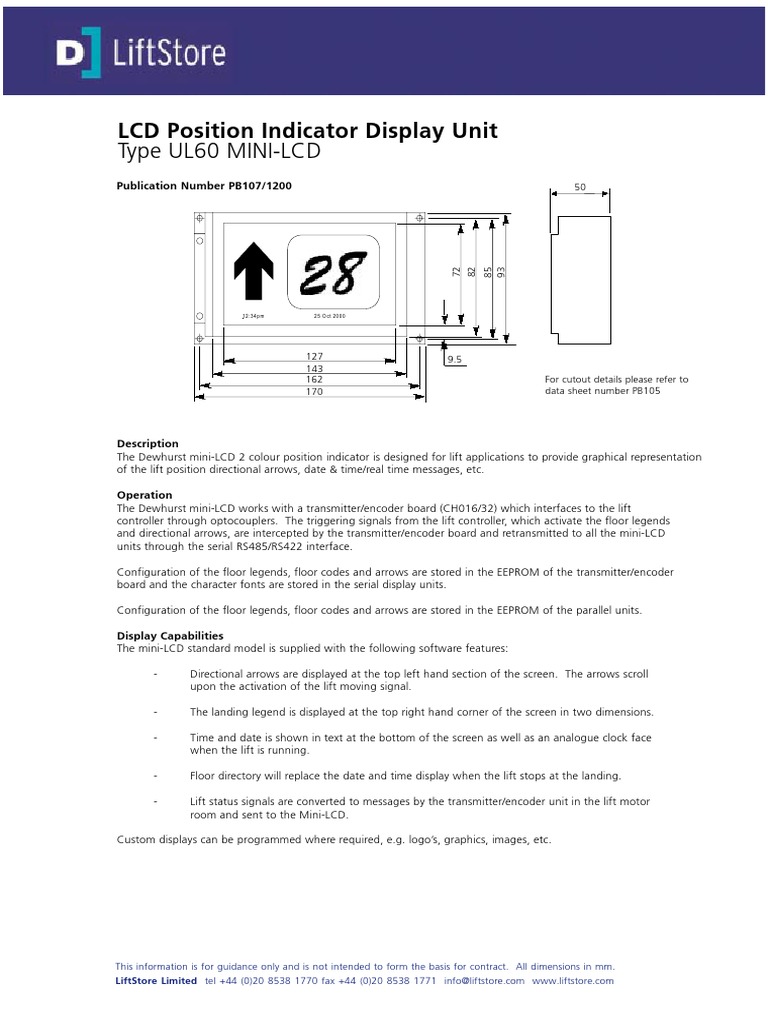 LCD Position Indicator Display Unit Type UL60 MINI-LCD | PDF | Display ...