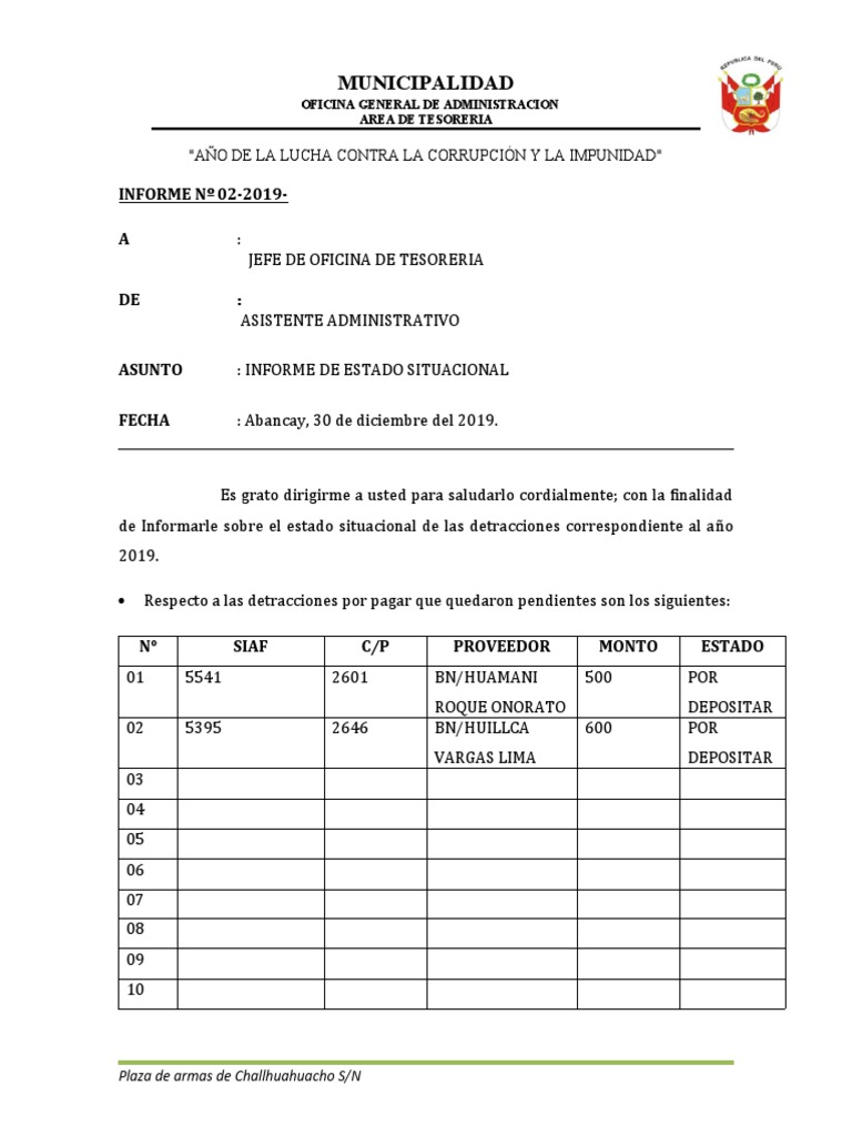 Informe de Tesoreria | PDF