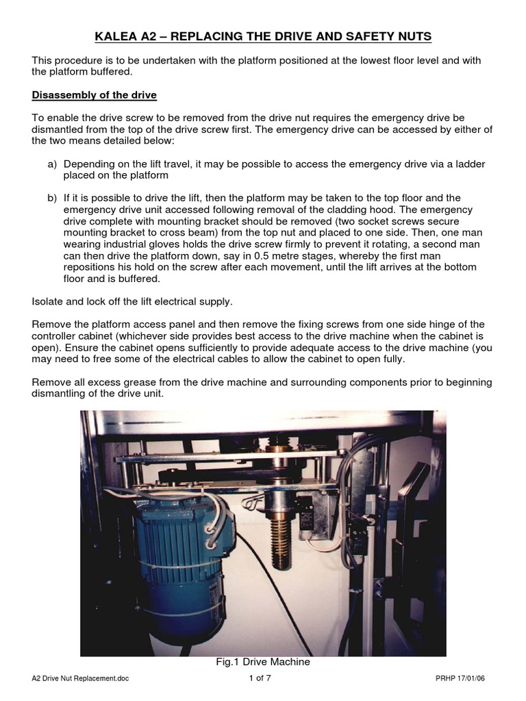 A2 Drive Nut Replacement | PDF | Elevator | Screw