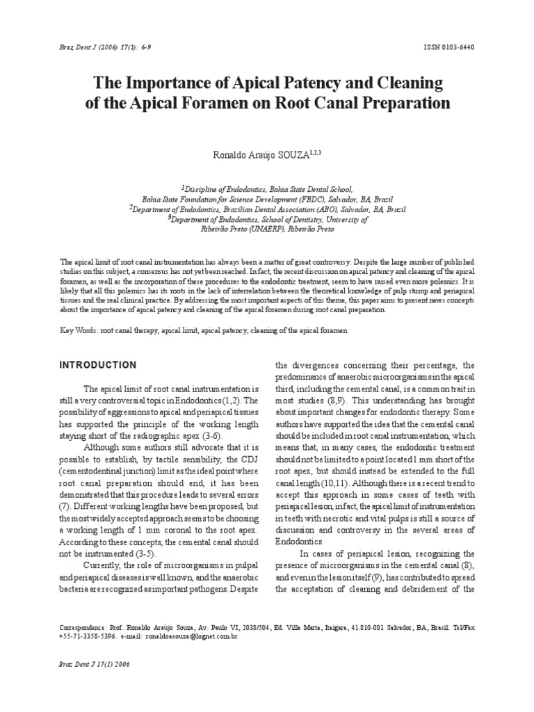 Importance of Apical Patency in Endodontics | PDF | Dentistry Branches ...
