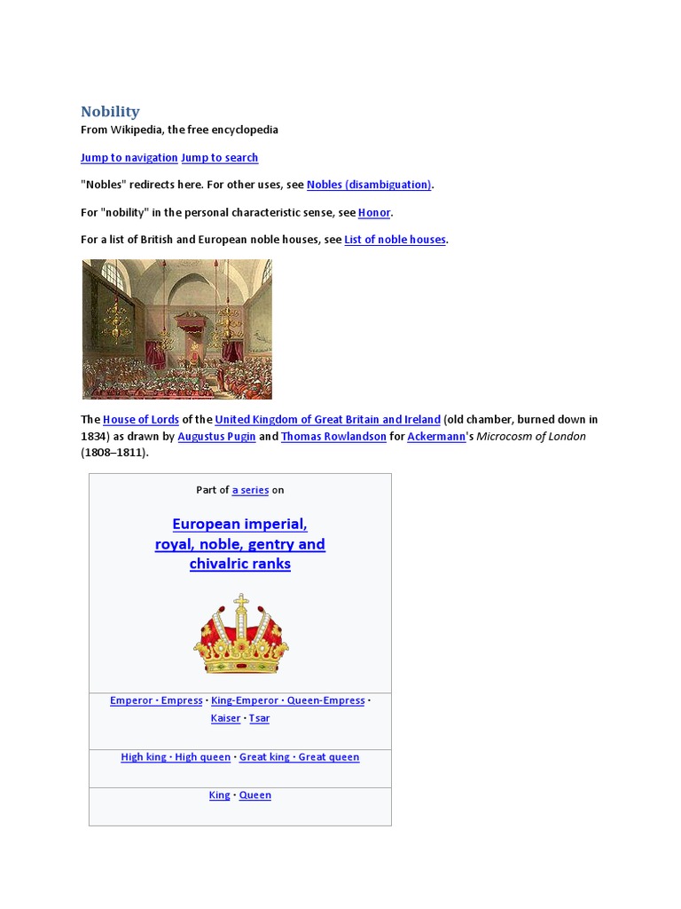 Nobility: European Imperial, Royal, Noble, Gentry and Chivalric Ranks ...