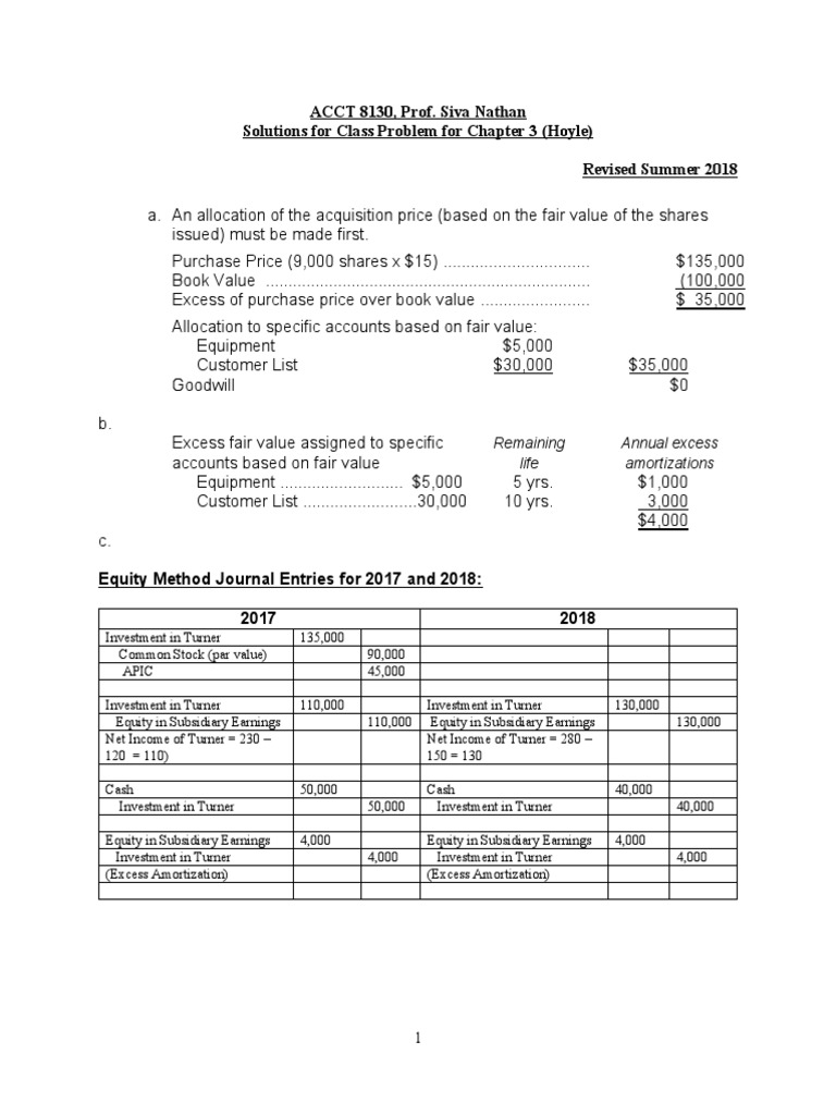 Hoyle - Chapter 3 - Class Problem - Solutions | PDF | Net Income | Book ...