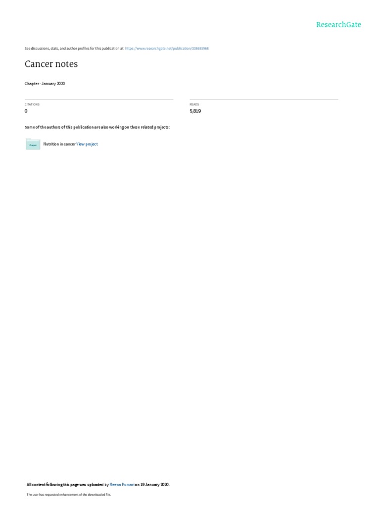 Cancer Notes: January 2020 | PDF | Cancer | Carcinogen