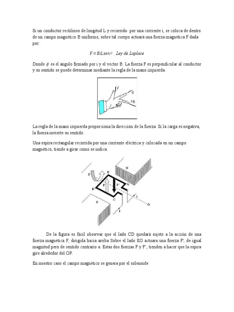 Si Un Conductor Rectilineo de Longitud L y Recorrido Por Una Corriente ...