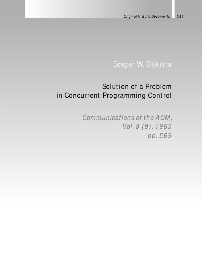 1965 - Solution of A Problem in Concurrent Programming Control - Dijkstra | PDF | Games & Activities