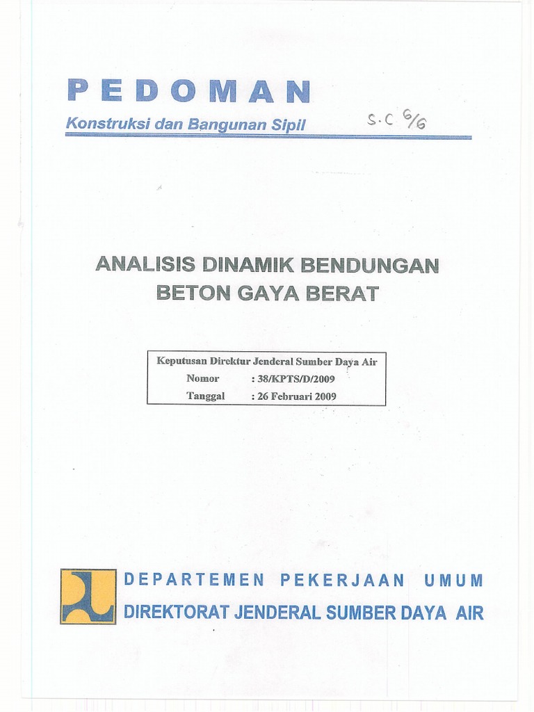 PBB 20) Pedoman Analisa Dinamik Bendungan Beton Gaya Berat | PDF