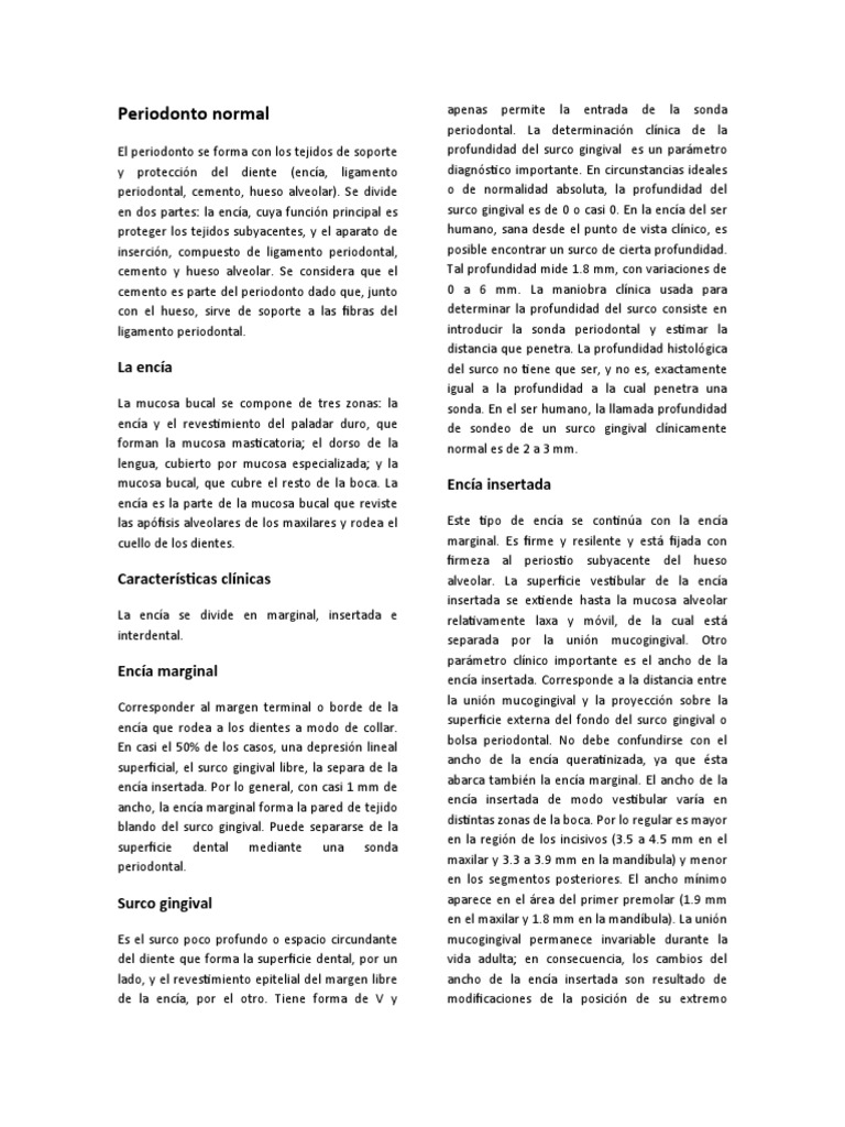 Periodonto Normal | PDF | Anatomía | Anatomia animal