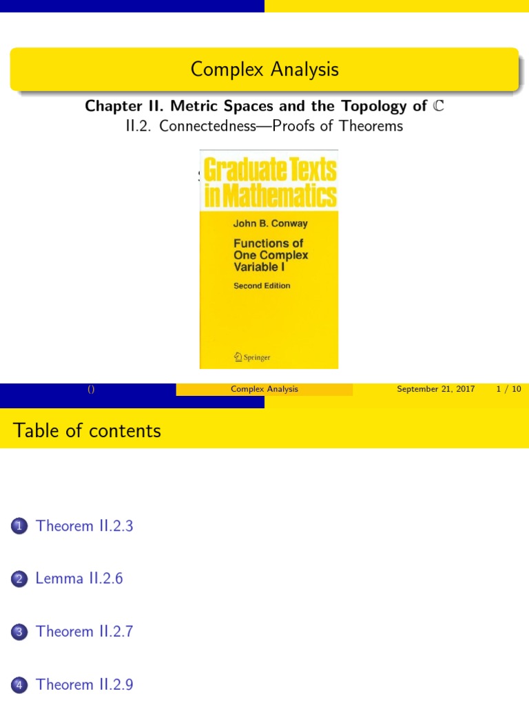 Complex Analysis: Chapter II. Metric Spaces and The Topology of C II.2 ...