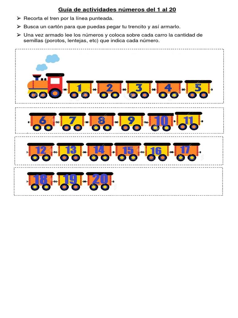 Guía de Actividades Numeros 1 Al 20 PDF | PDF