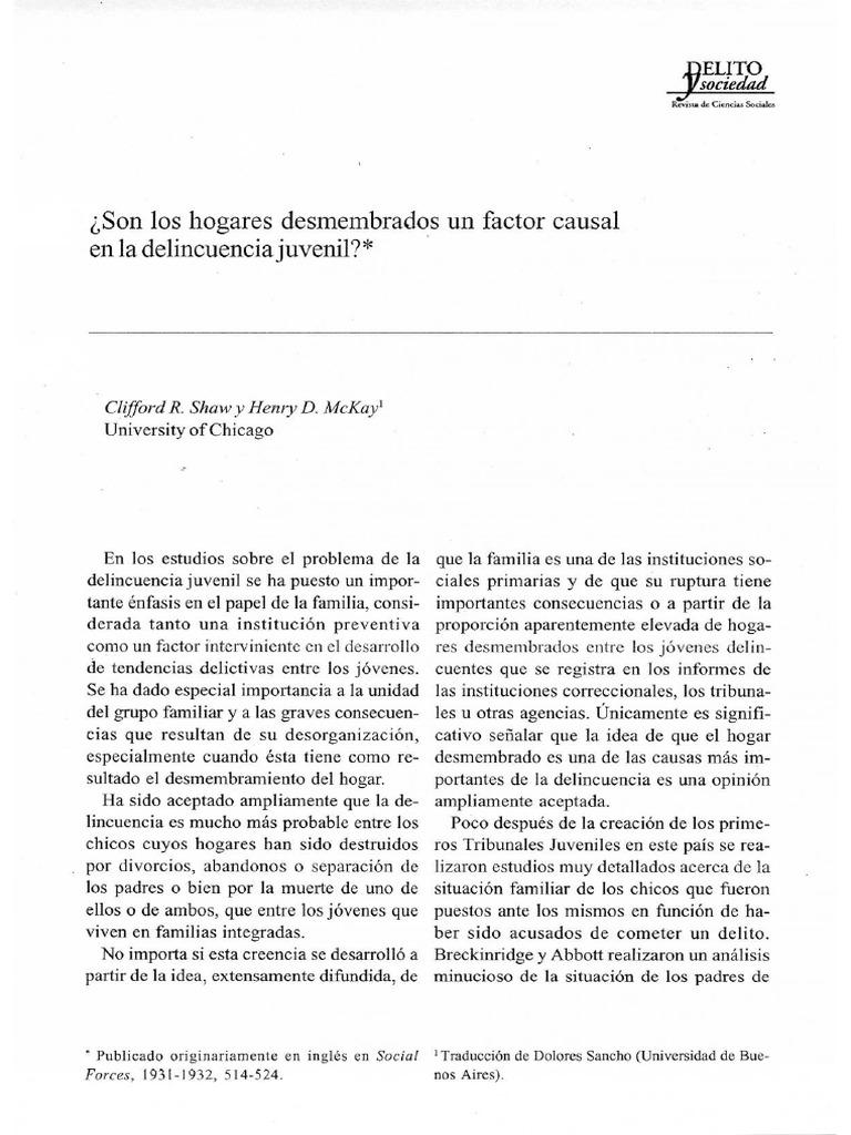 Son Los Hogares Desmembrados Un Factor Causal en La Delincuencia ...