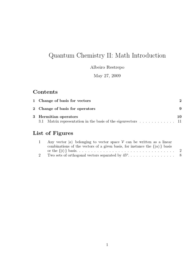 Quantum Chemistry: Vector Basis Changes | PDF | Eigenvalues And ...