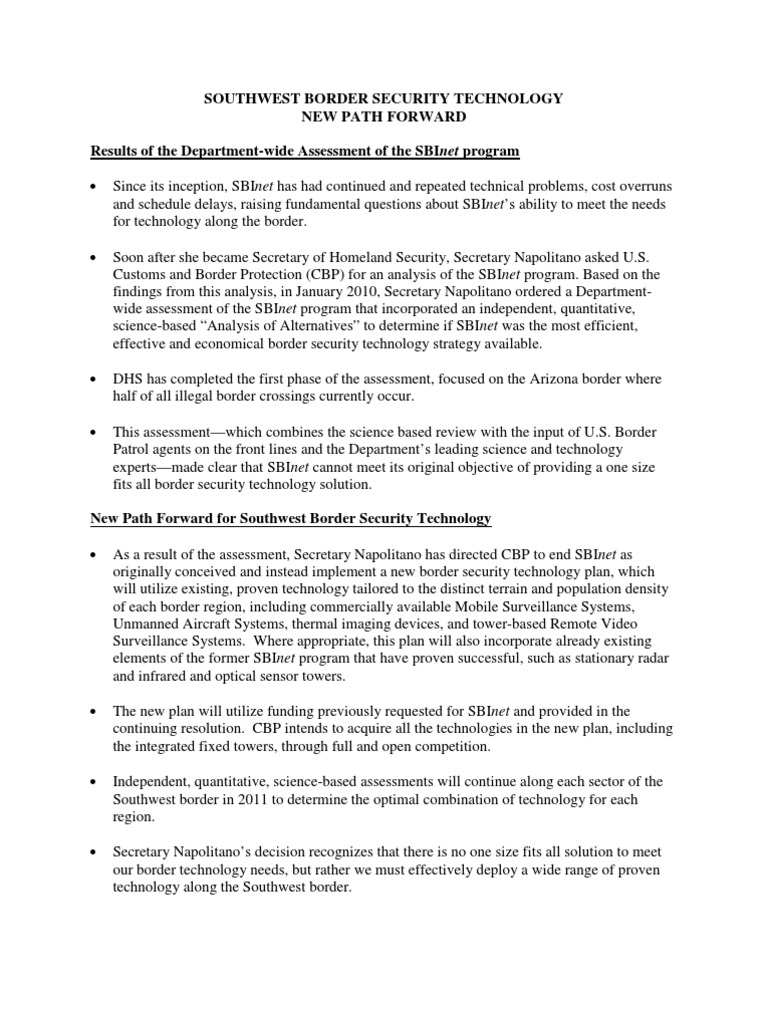 SBInet Newplan | PDF | Sb Inet | National Security