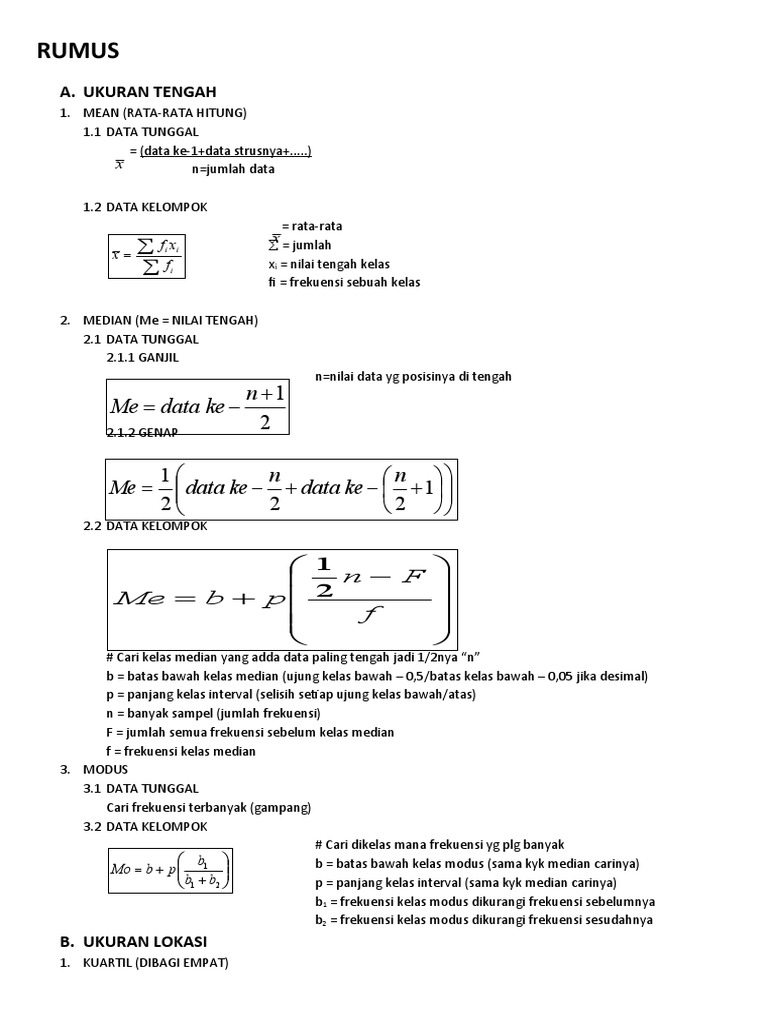 Rumus Mean Median Modus | PDF