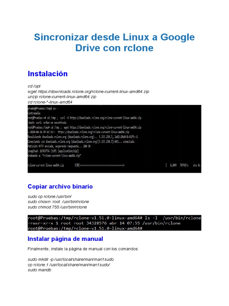 Sincronizar Desde Linux A Google Drive Con Rclone | PDF | Informática