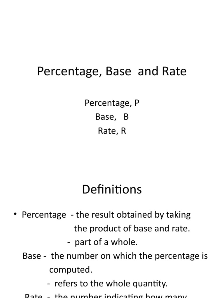 Percentage, Base and Rate For BUSINESS MATH POWERPOINT | PDF