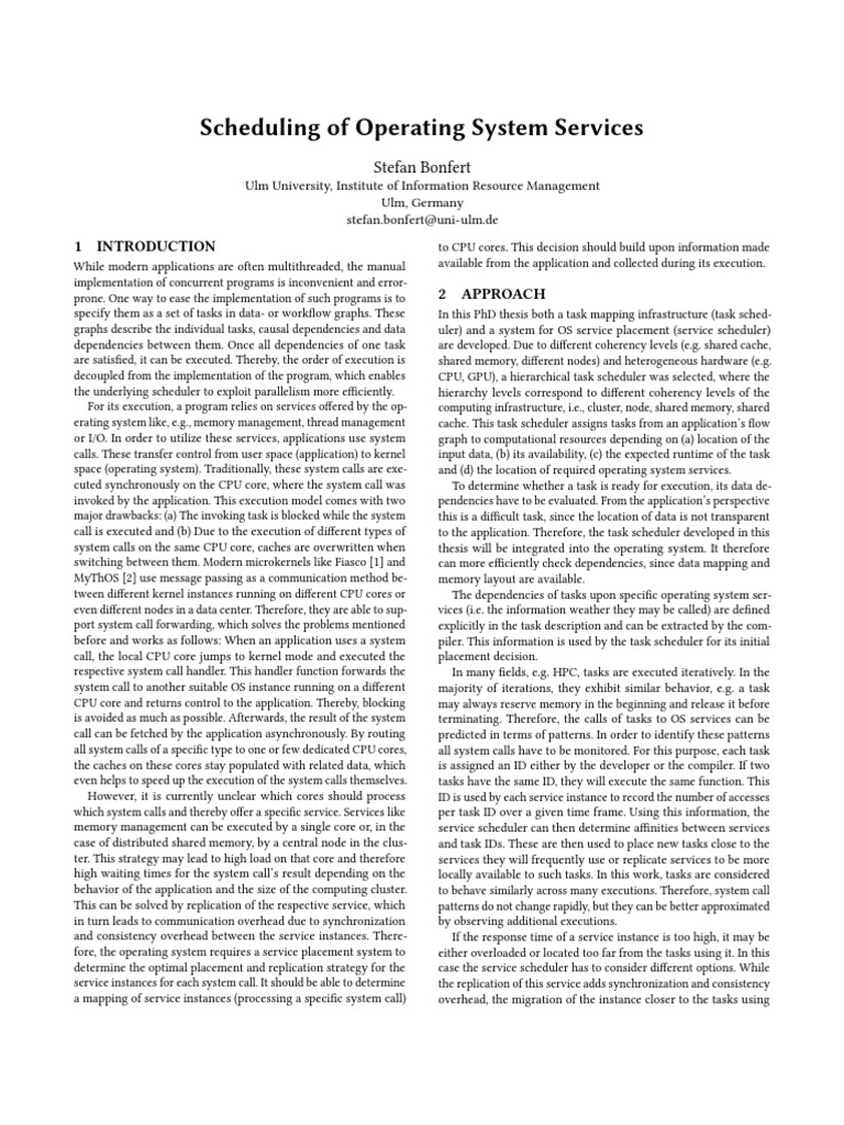 An Optimization Approach for Scheduling Operating System Services and Application Tasks in ...