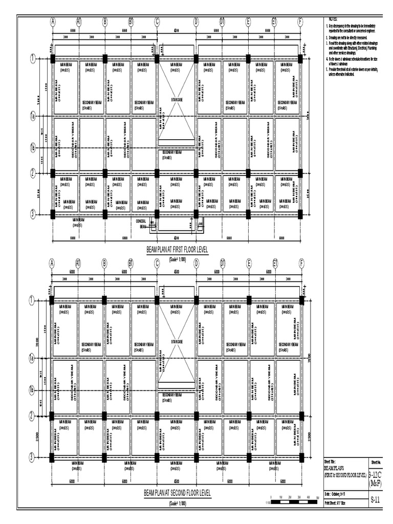 12 ST - 1st and 2nd Floor Beam Plan | PDF