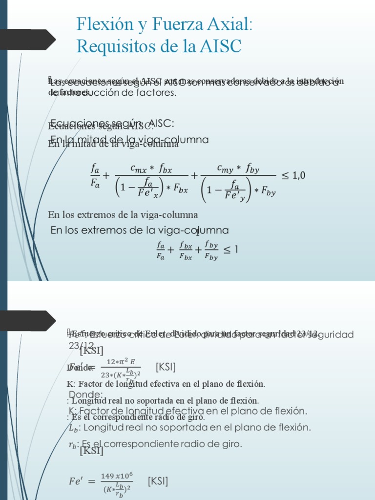 Flexión y Fuerza Axial AISC G2 | PDF | Doblar | Rigidez