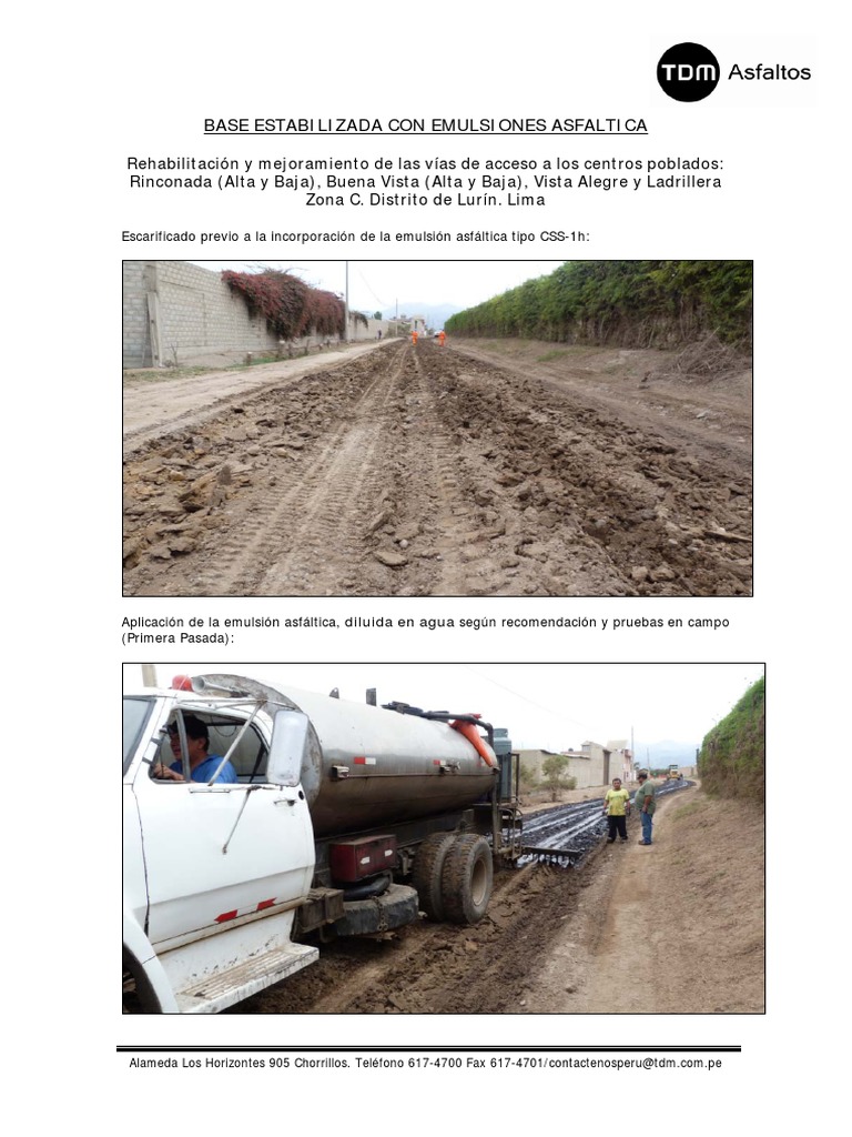 Base Estabilizada Con Emulsion - Lurin 2011 | PDF