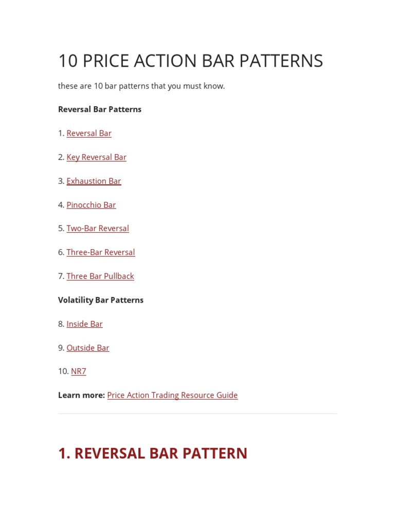 10 Price Action Bar Patterns | PDF | Market Trend | Microeconomics