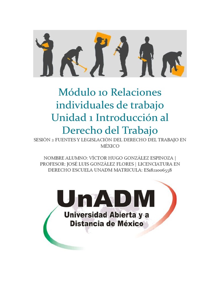 Módulo 10 Relaciones Individuales de Trabajo Unidad 1 Introducción Al Derecho Del Trabajo | PDF ...
