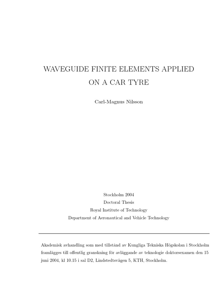 Waveguide Fem Car Tyre Noise | PDF | Waves | Finite Element Method