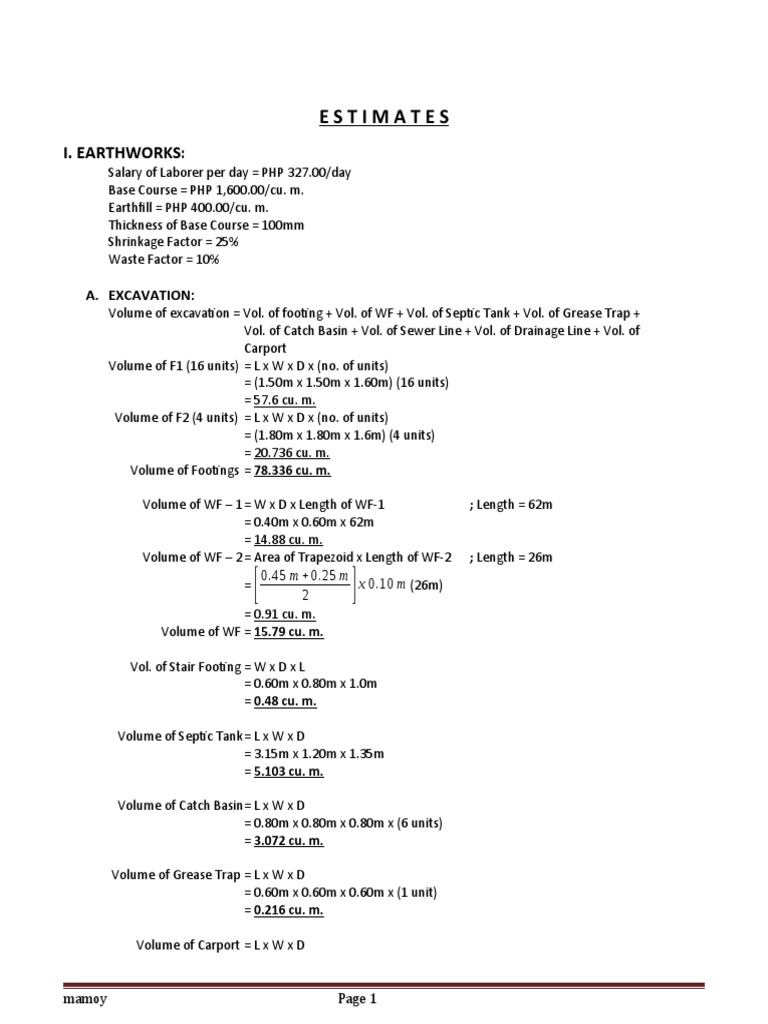 Earthworks Cost Estimation Guide | PDF | Density | Mortar (Masonry)