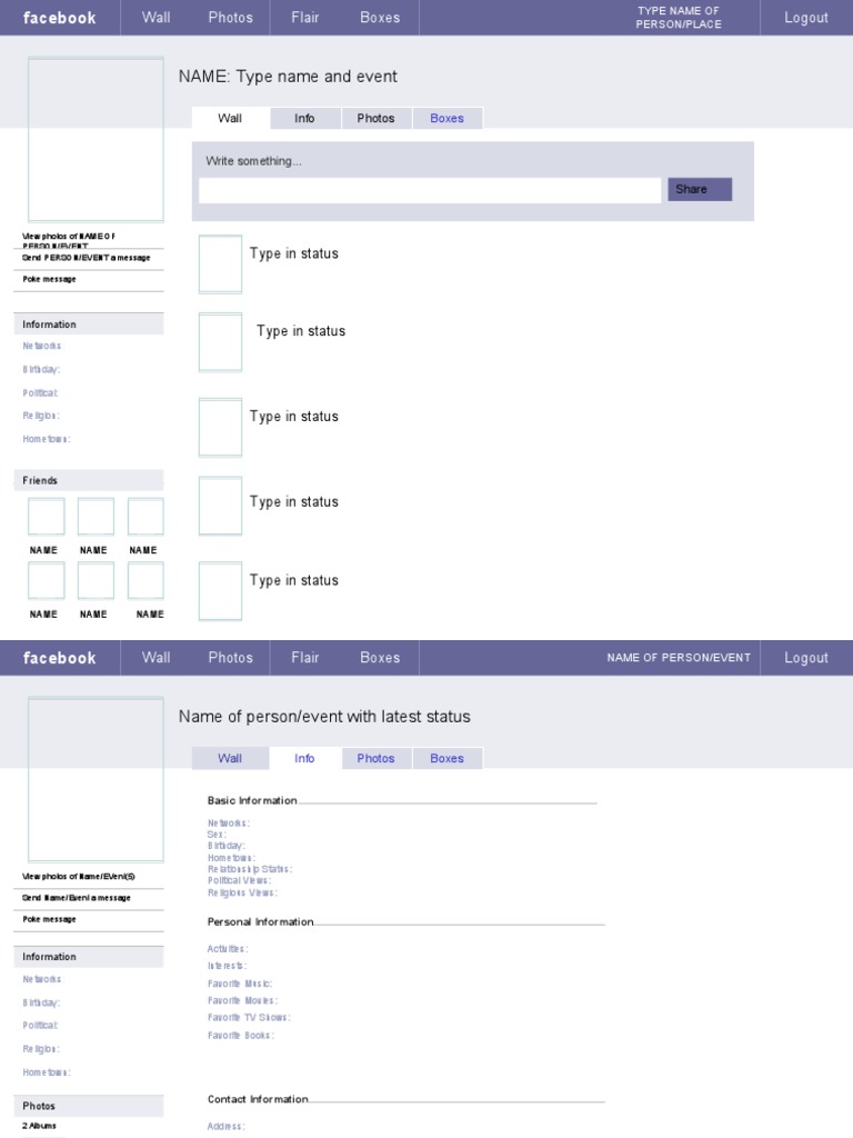 Facebook Profile Overview Template | PDF | Computer Mediated ...