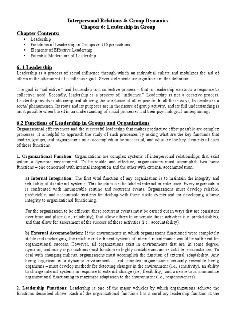 Chapter 6 - Leadership in Group | PDF | Leadership | Motivation