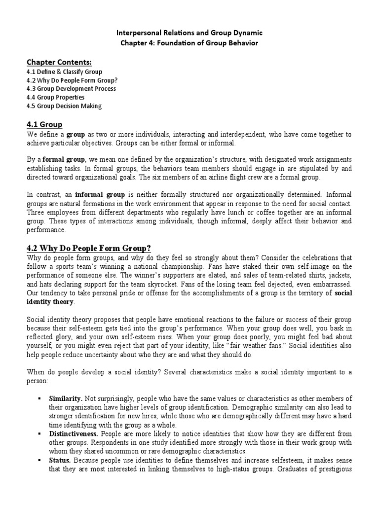 Chapter 4 - Foundations of Group Behavior | PDF | Group Decision Making ...