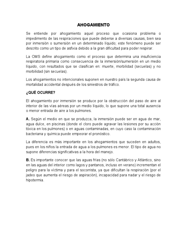 Tipos de Ahogamiento | PDF | Pulmón | Sistema respiratorio
