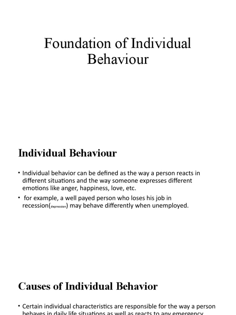 Foundation of Individual Behaviour | PDF | Perception | Attitude ...