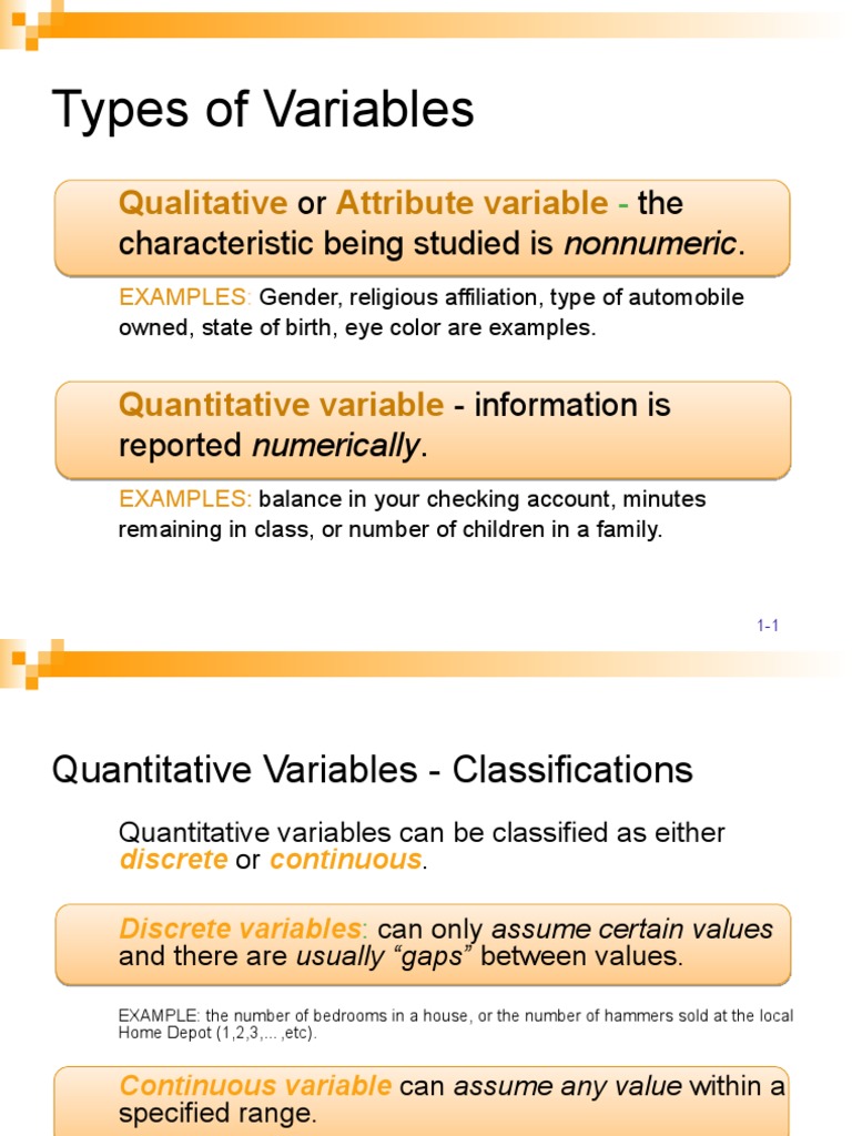 Types of Variables: Qualitative Attribute Variable | PDF | Level Of ...