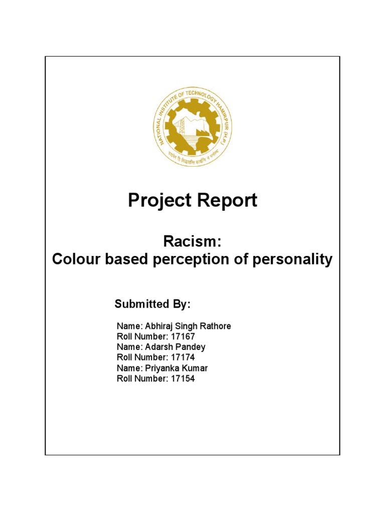 Project Report: Racism: Colour Based Perception of Personality | PDF ...