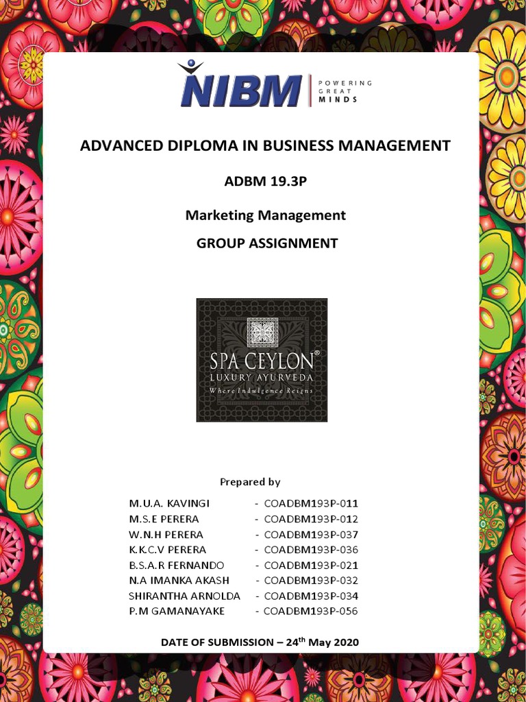 Advanced Diploma in Business Management: ADBM 19.3P Marketing ...