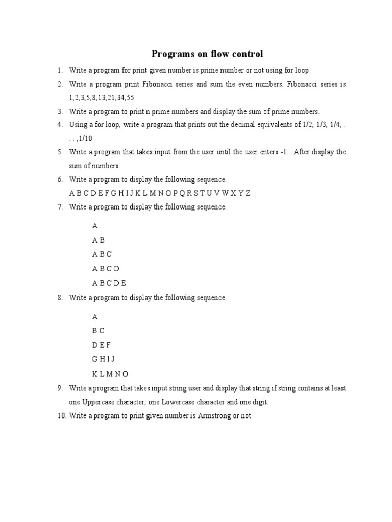 Flow Control Programs | PDF